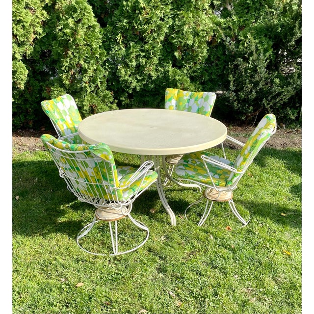 Vintage Homecrest Outdoor Patio Furniture Set 2 Tables 6 Chairs Swivel ...