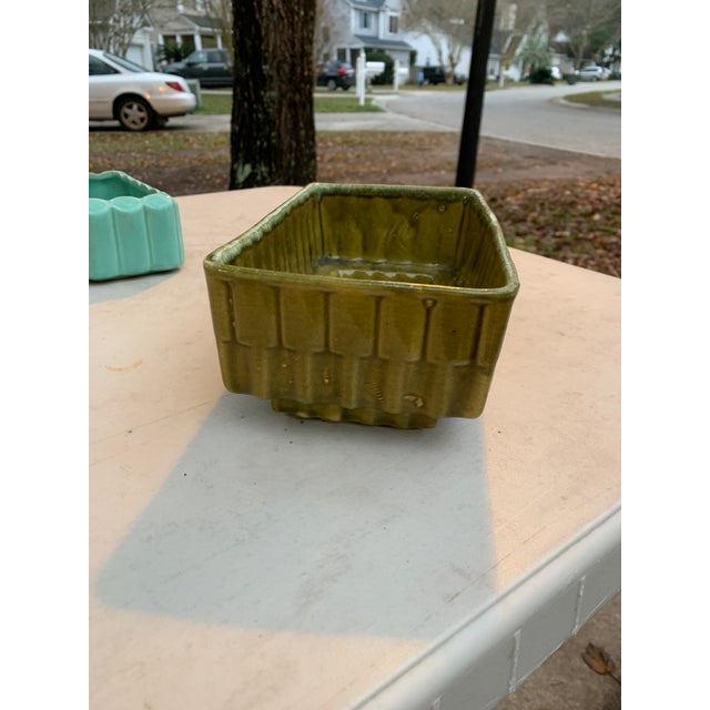 Mid-Century Cookson Pottery Green Ceramic Planter | Chairish