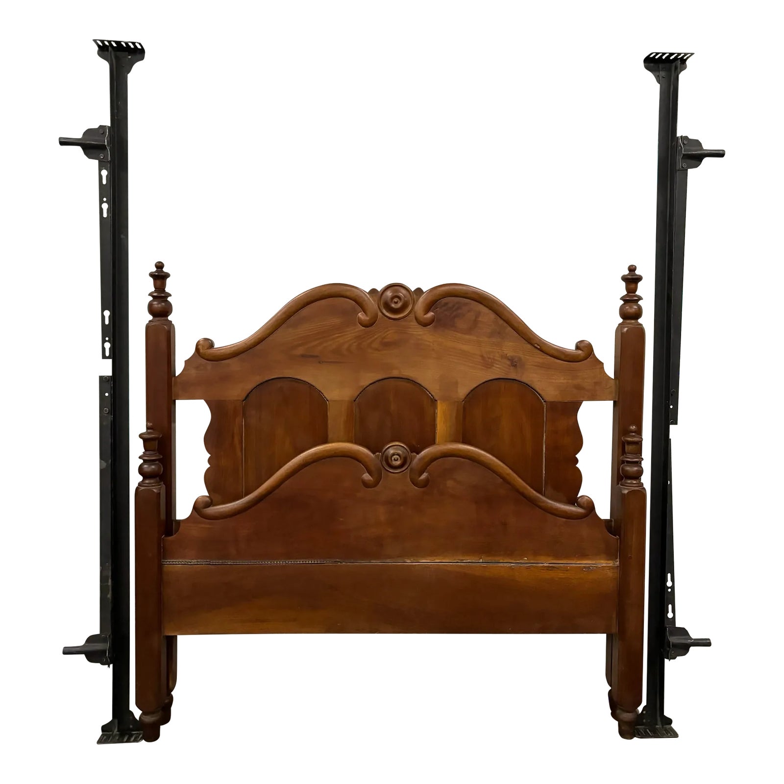 Vintage Full Size Victorian Style Low Poster Bed | Chairish