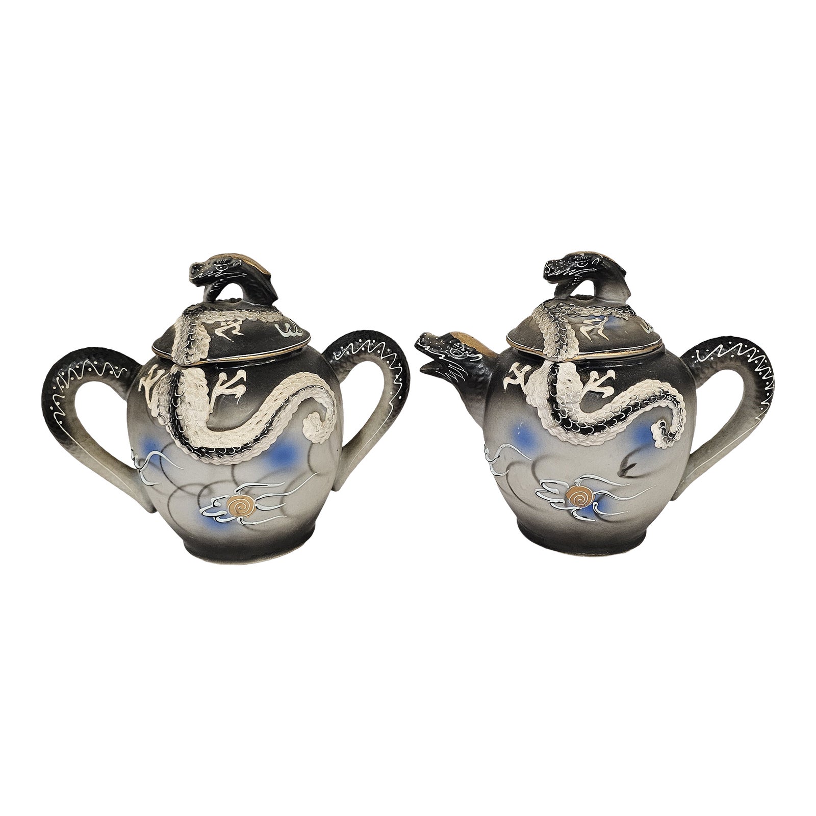 Mid Century Modern Chinese Ceramic Dragonware Covered Creamer and Sugar ...