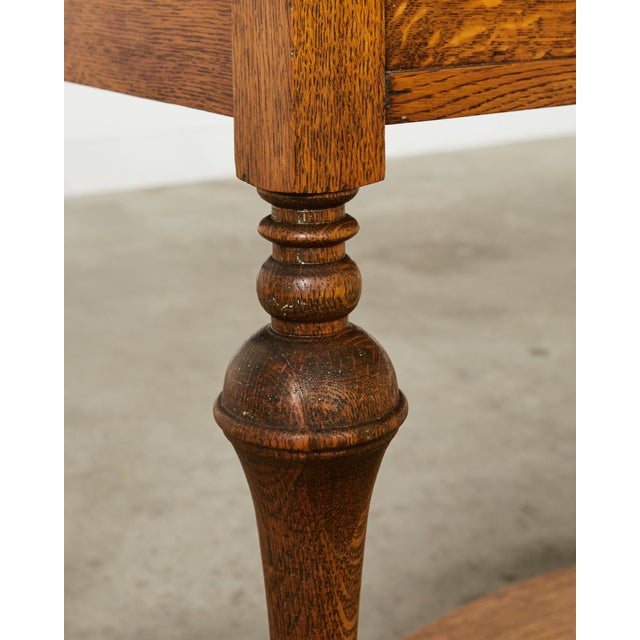 English Edwardian Quarter Sawn Oak Library Table Desk | Chairish