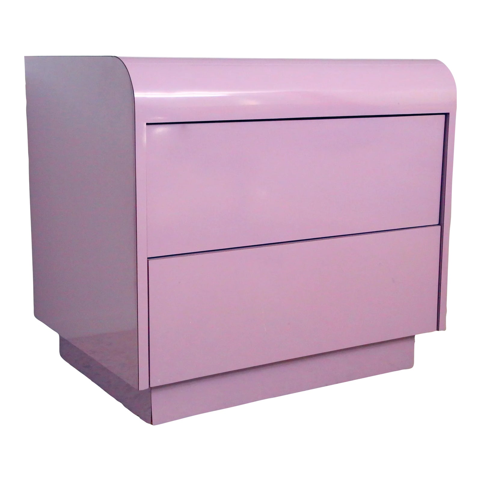 1980's Pink Postmodern Waterfall Nightstand | Chairish