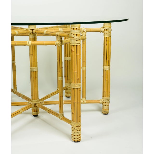 A Bamboo and Glass Round Dining Table | Chairish