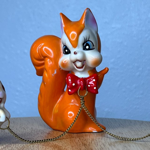Vintage Mid-Century 50-60s Chain Squirrels Arnant Orange Japan | Chairish