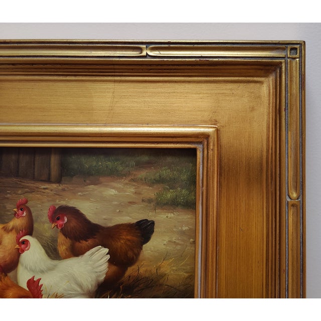 Mid 20th Century Chickens, Hens and Roosters With Turnip in Hay Vintage ...