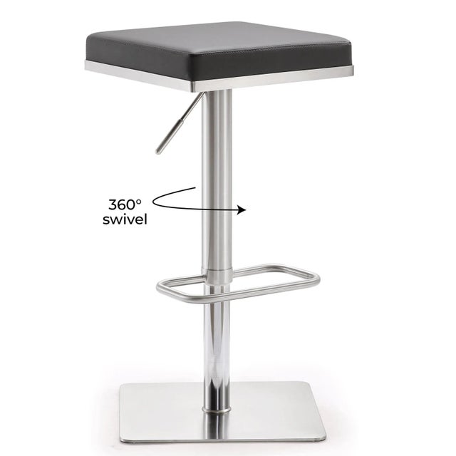 Bari Grey Steel Adjustable Bar Stool | Chairish