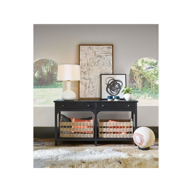 Contemporary Kinsley Wood Console Table, Charcoal | Chairish