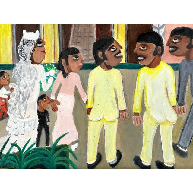 The Haitian Village Wedding, Oil on Canvas Outsider Painting by Theard ...