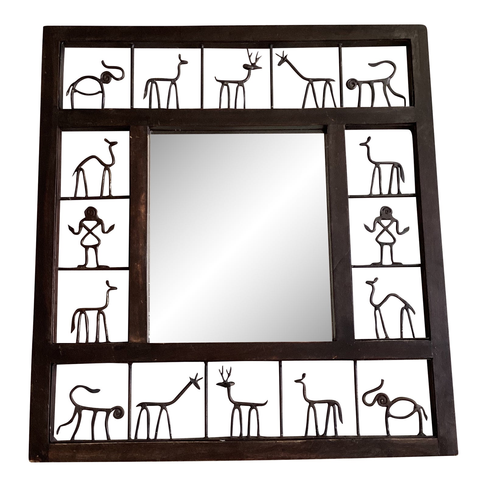 Vintage Handcrafted Frederic Weinberg Inspired Iron Wall Mirror With ...