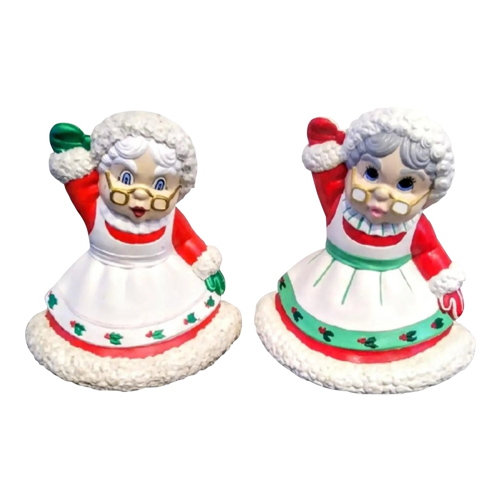 Vintage Ceramic Large Christmas Grannies Mrs Clause Red White Statues ...