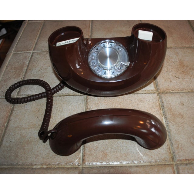 Mid 20th Century Brown Rotary Donut Telephone Phone | Chairish