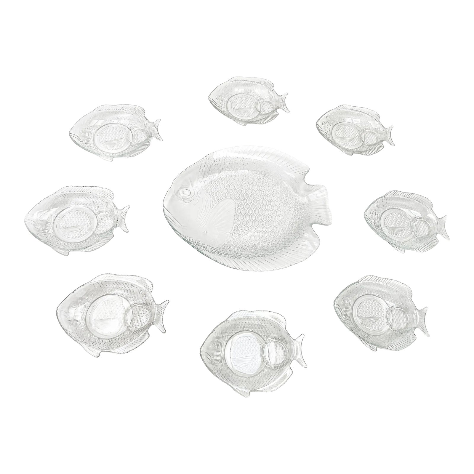 Mid Century Cristal d'Arques-Durand French Arcoroc Clear Glass Fish ...