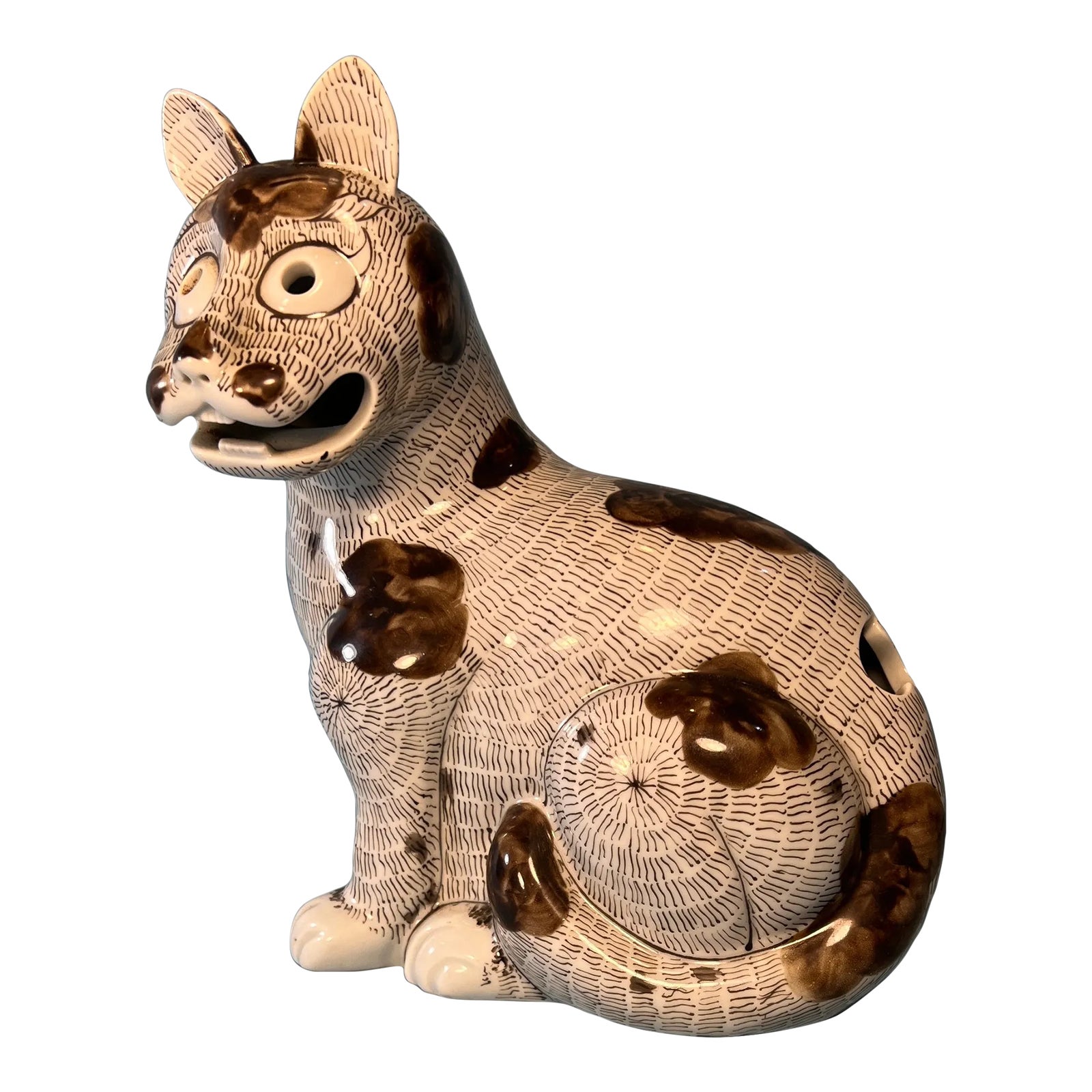 Rockefeller Collection Mottahedeh Porcelain Cat | Chairish