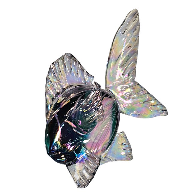 Kevin Fulton Iridescent Fish Figurine Signed 9" | Chairish