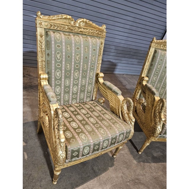 Pair of Early 20th Century Napoleonic Gold Gilt Swan Empire Style Arm ...