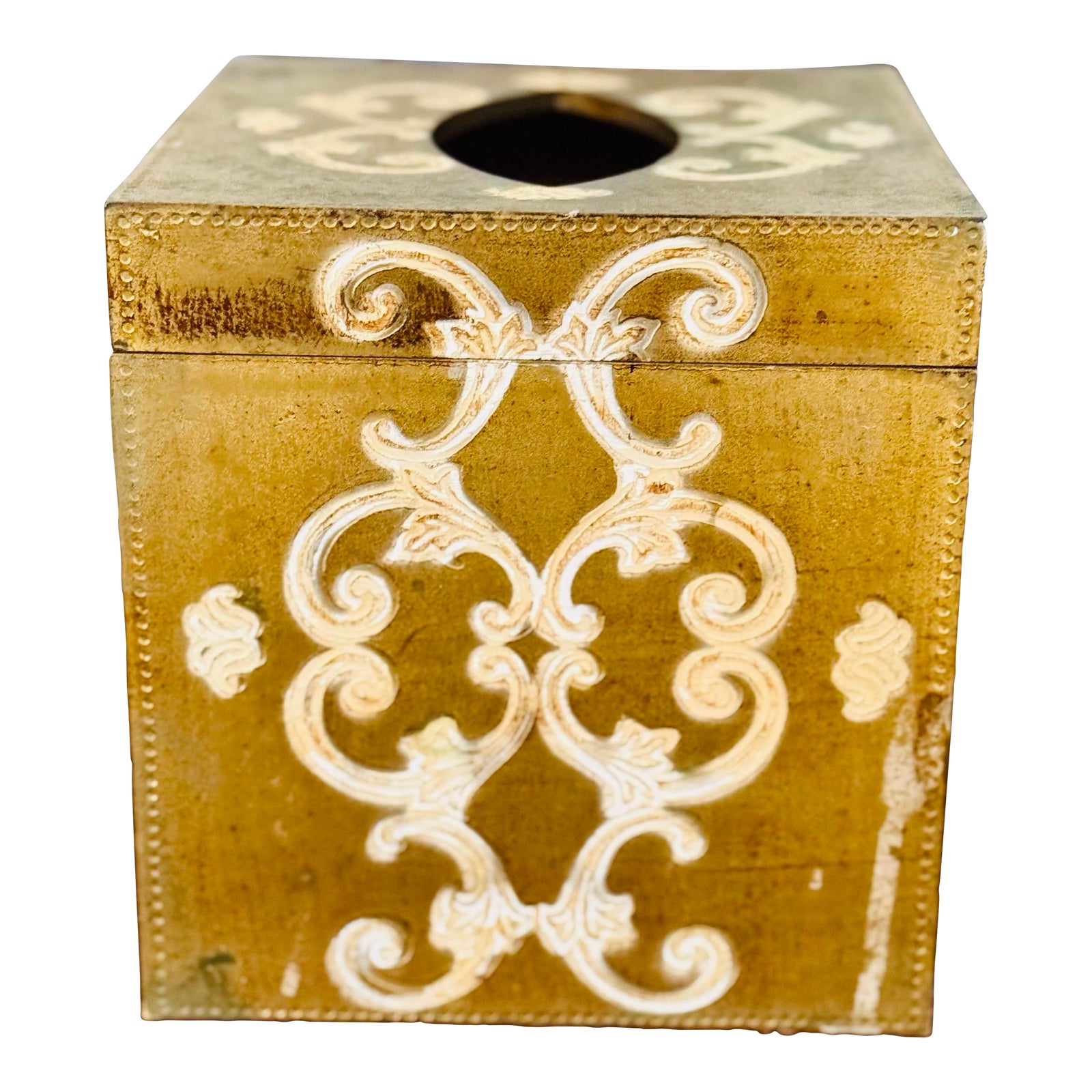 Mid 20th Century Florentine Tissue Box | Chairish