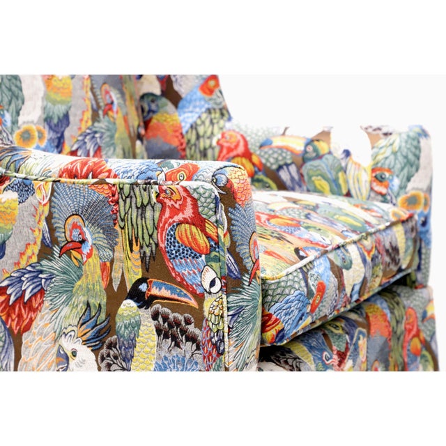 21st Century Traditional Club Chairs in Colorful Bird Themed Fabric ...