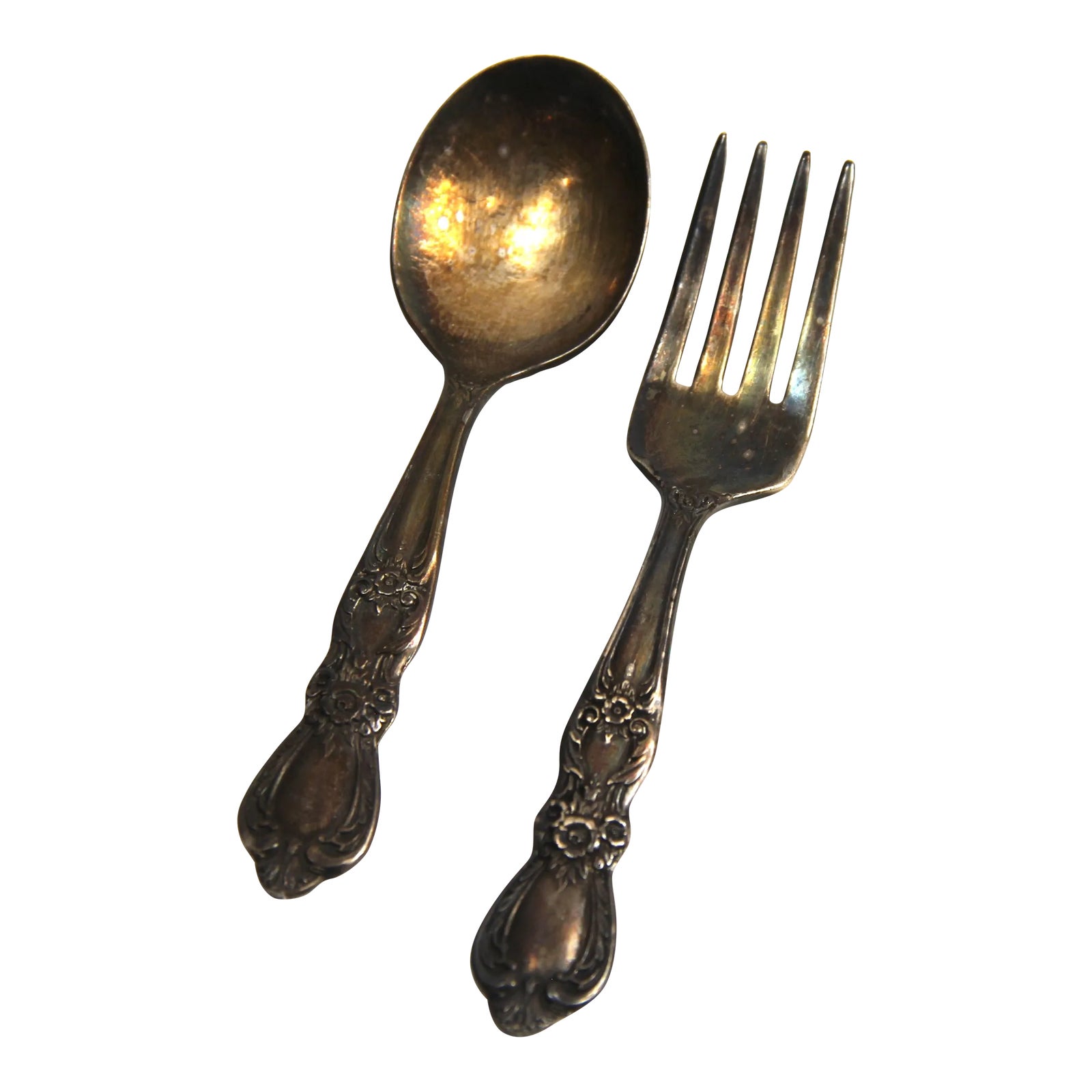 1990s Rogers Brothers Silverplate Baby Fork & Spoon Set - a Pair | Chairish