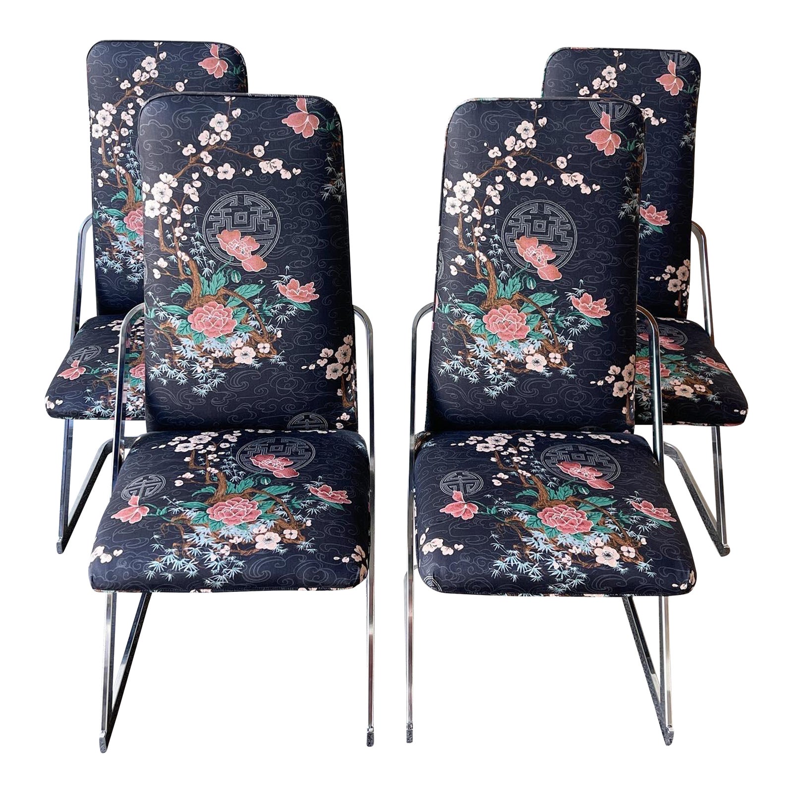 Postmodern Chinoiserie Cantilever Dining Chairs | Chairish