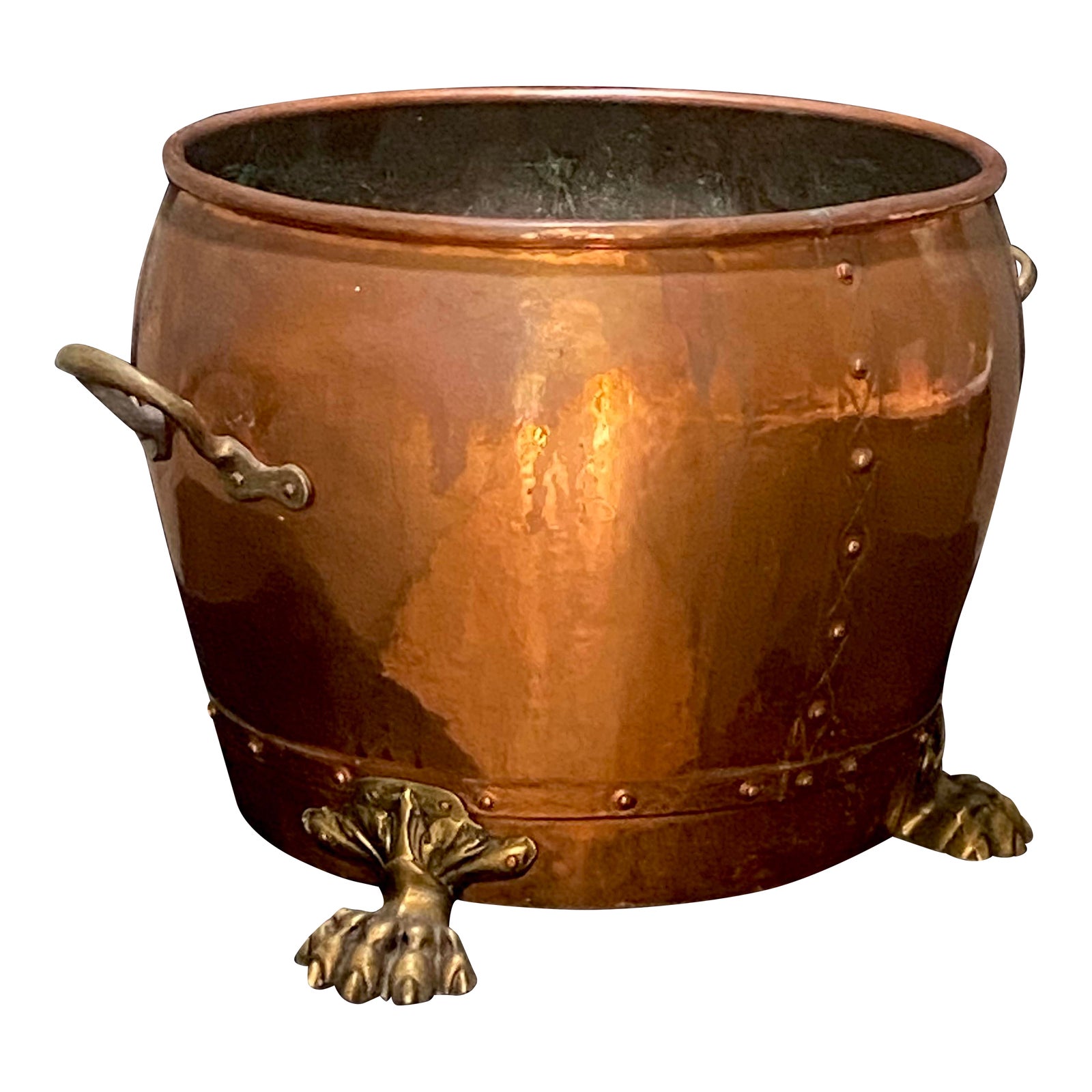 1940s English Copper Fireplace Firewood Holder / Chimney Pot Handmade ...