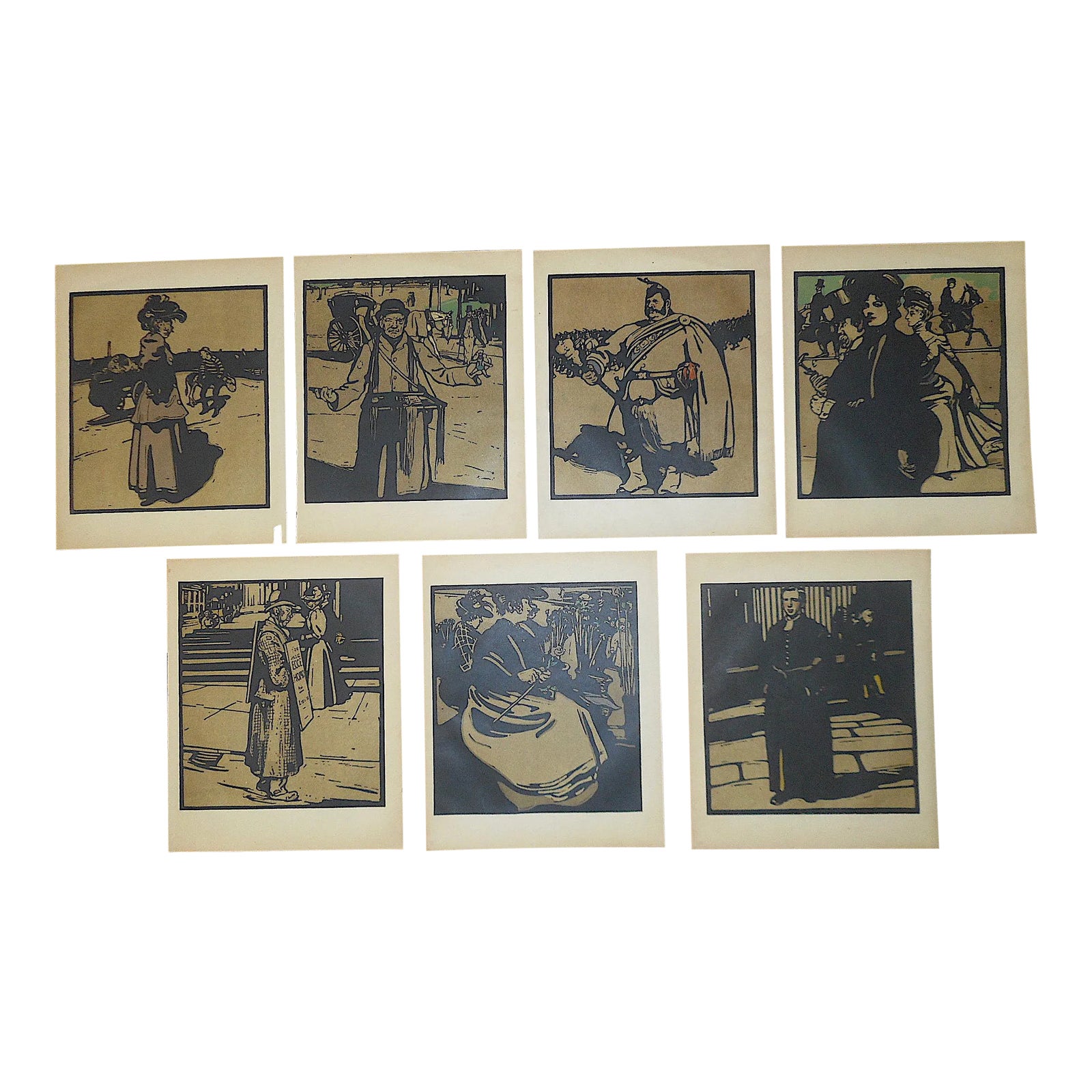 Antique 19th Century Lithographs-London Types-Set of 7 | Chairish