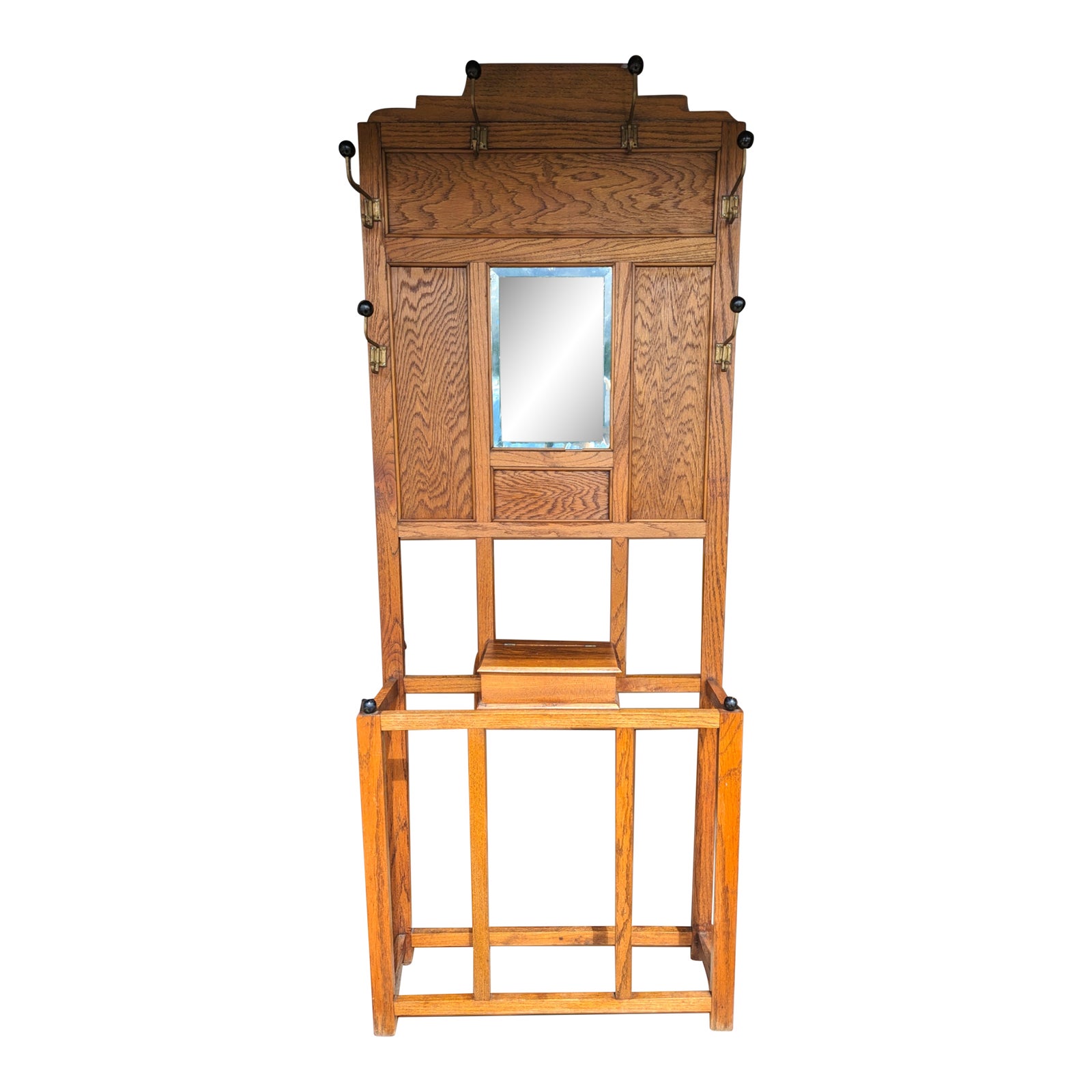 Antique Douglas Fir Arts and Crafts Mission Style Hall Tree | Chairish