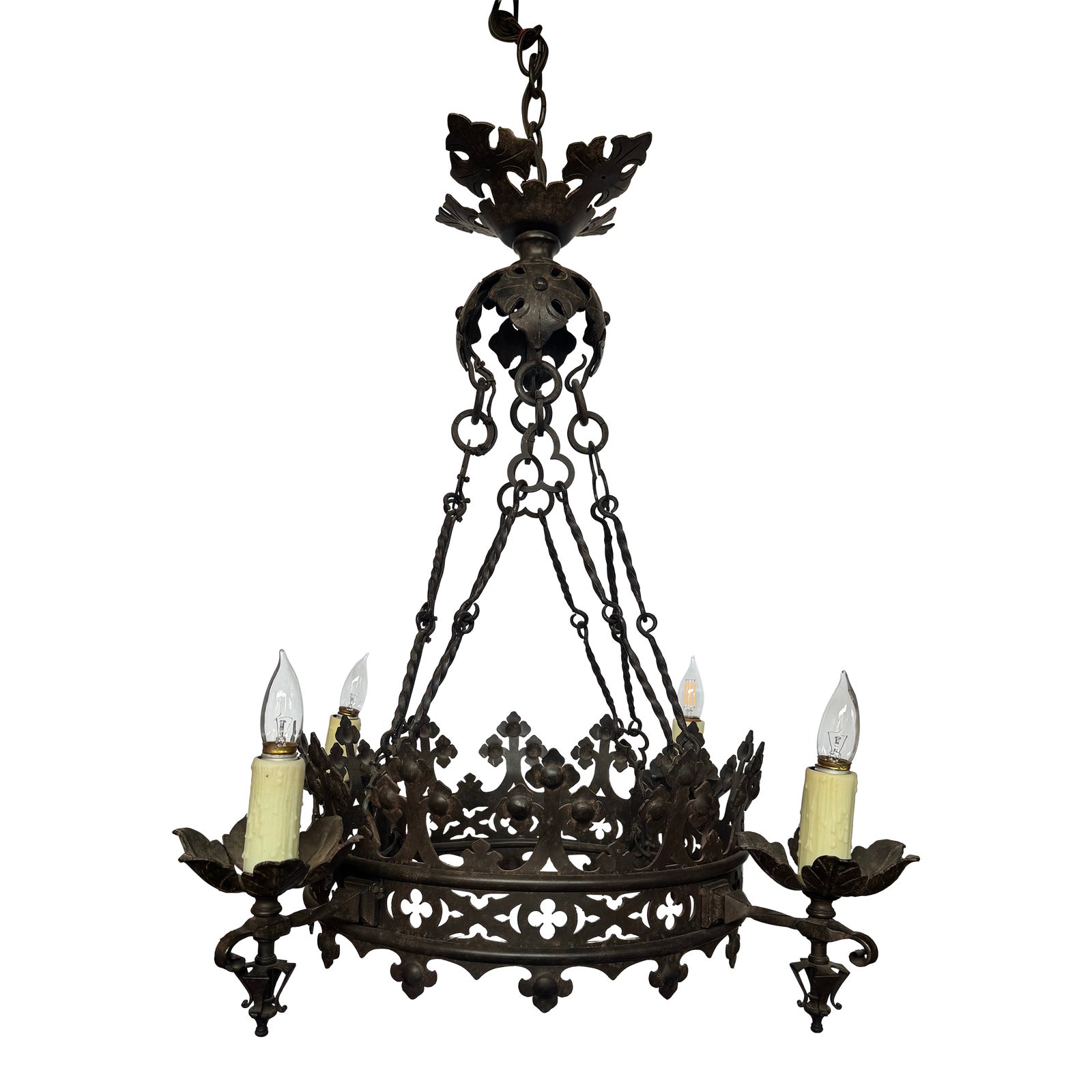 1920s Style Spanish Revival Reproduction Wagon Wheel Chandelier ...