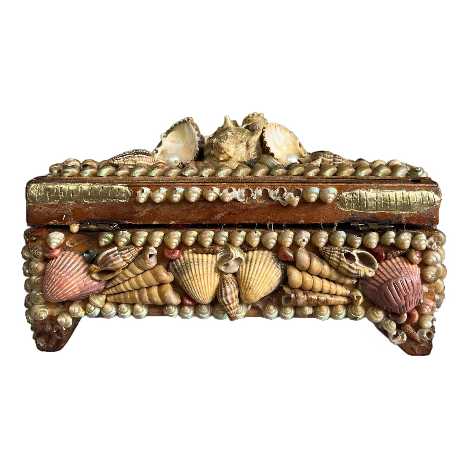 Antique Sailor’s Valentine Style Shellwork Box | Chairish