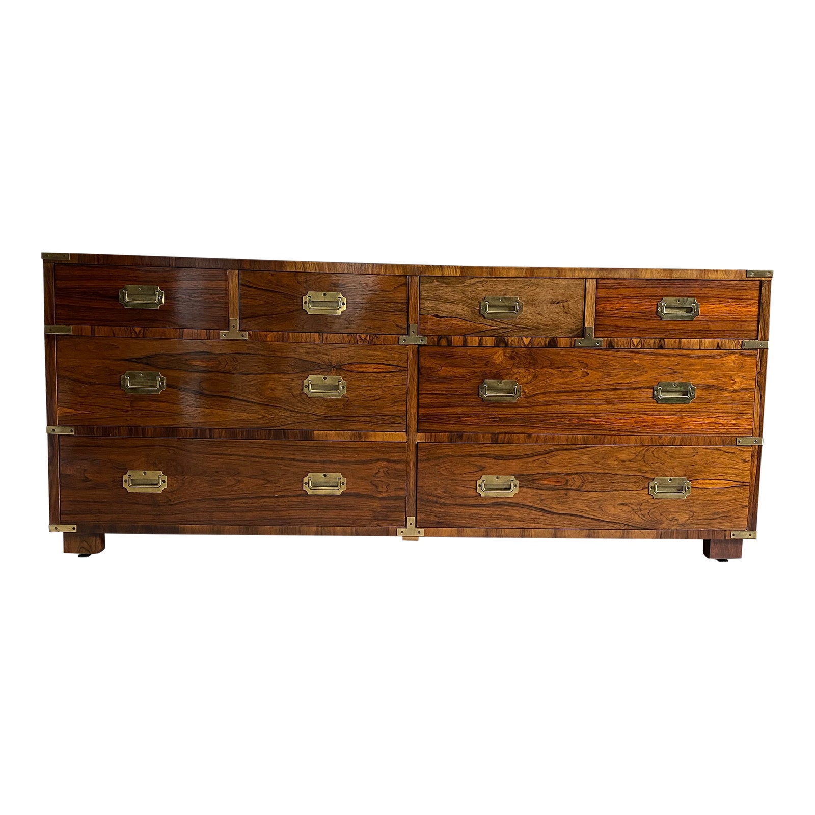 1960s Vintage Brazilian Rosewood Campaign Lowboy Dresser or Chest of ...