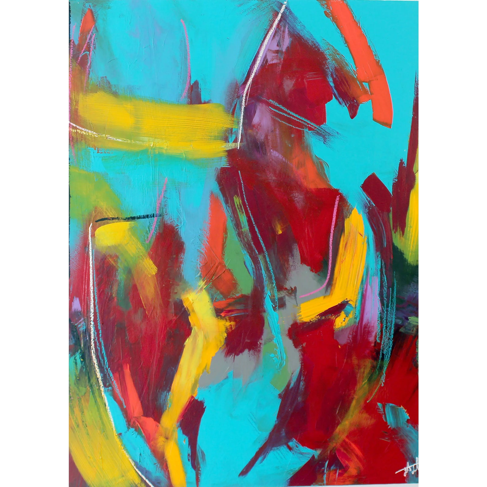 "Intrusion" Contemporary Abstract Mixed-Media Painting by Jakki ...