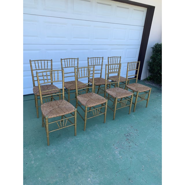 Vintage Italian Chiavari Style Gilt Wood Dining Chairs- Set of 8 | Chairish