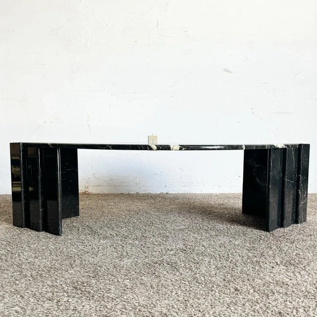 Postmodern Italian Black Marble Tear Drop Coffee Table | Chairish