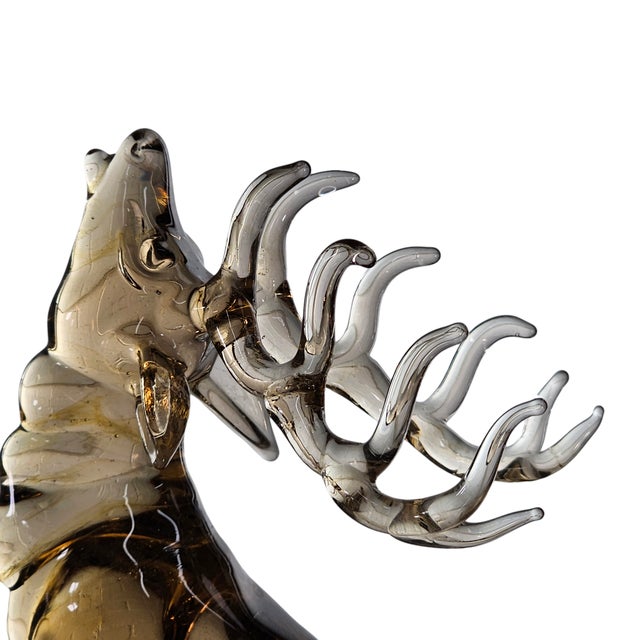 Lamp Work Hand Blown Art Glass Stag Deer Figurine 7.75" | Chairish