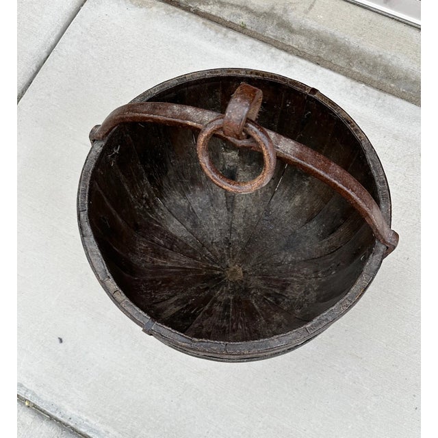 Antique 19th Century Chinese Rice Bucket with Handle & Stand | Chairish