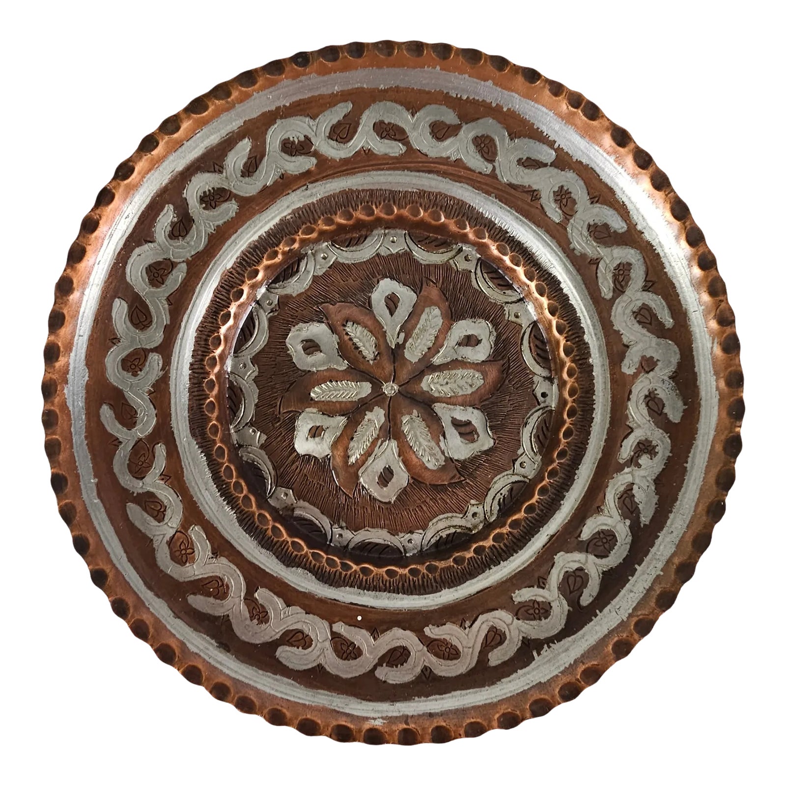 Greece Copper Overlay Decorative Plate Wall Art | Chairish