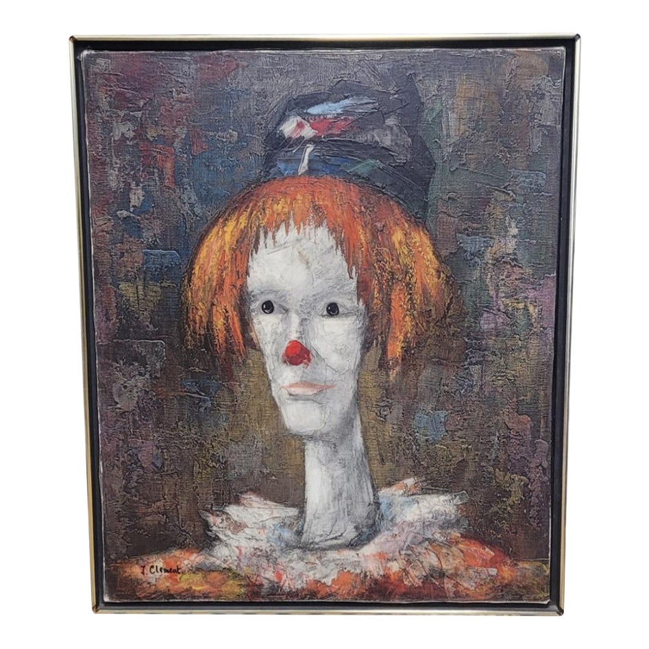 Mid Century Modern Clown Painting Signed | Chairish