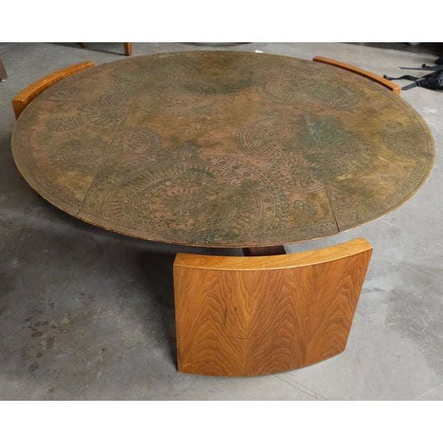 Vladimir Kagan (1927-2016) Patinated Etched Brass Top Teak Coffee Table ...