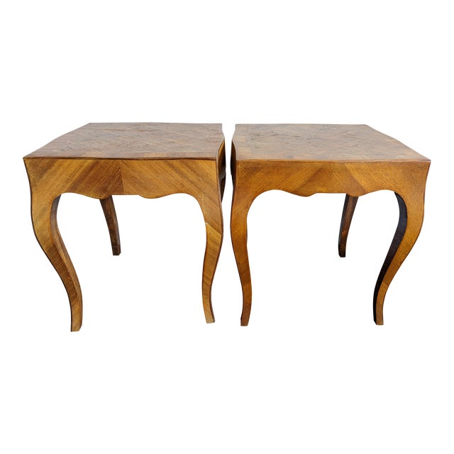 1950's Italian Walnut Parquet End Tables - a Pair | Chairish