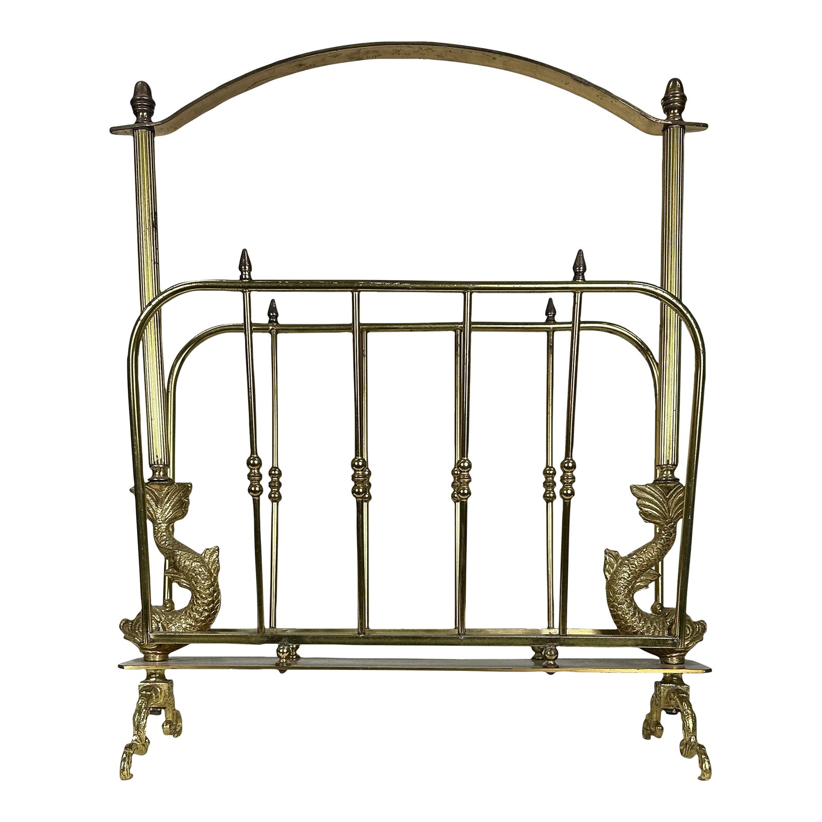 Neoclassical Brass Magazine Rack, Attributed to Maison Jansen, C. 1940 | Chairish