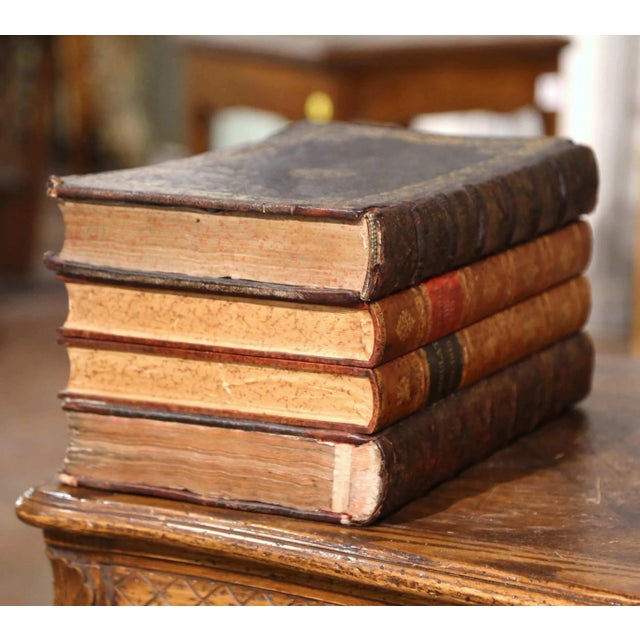 Mid-19th Century French Leather Bound Book Box With Six Old Fashioned ...