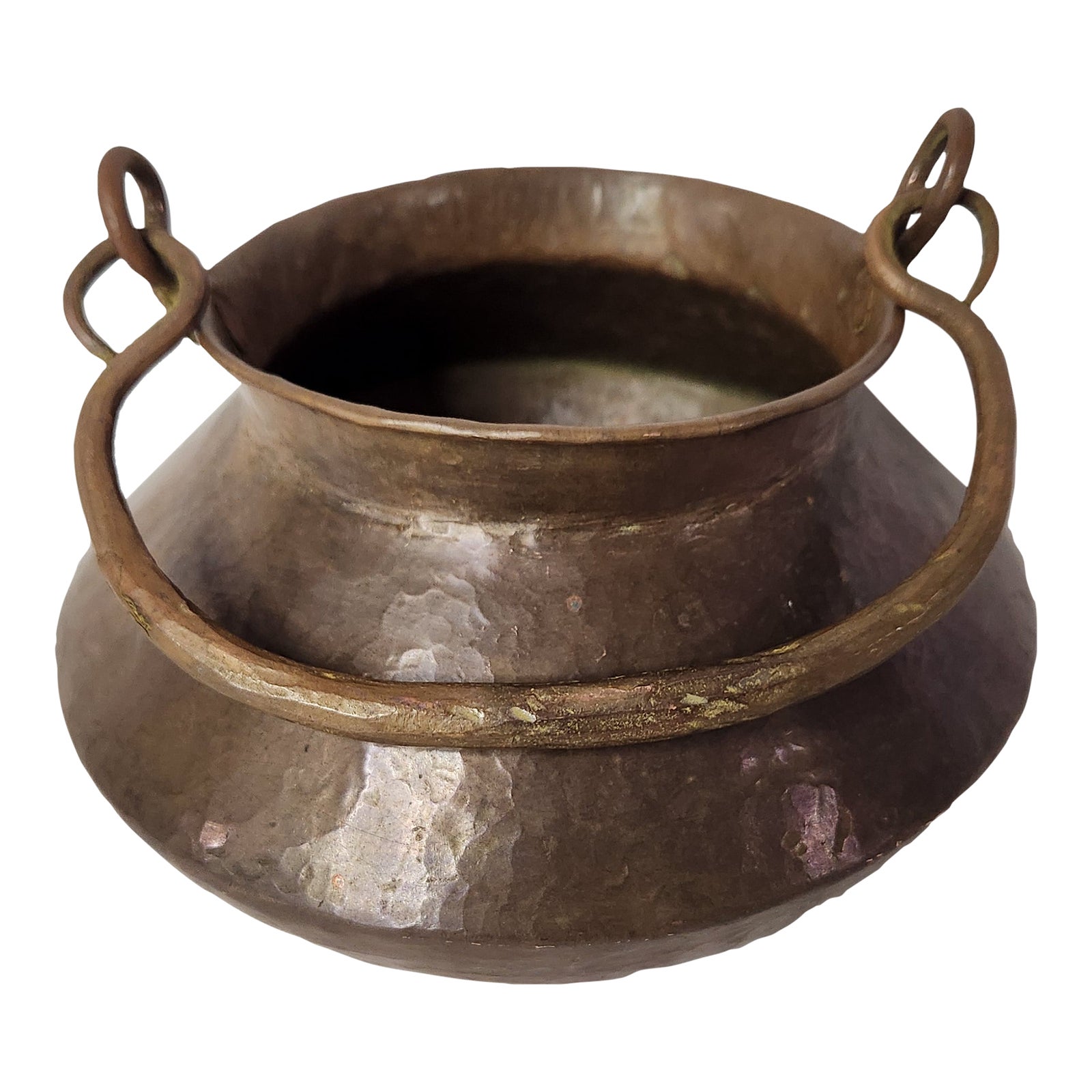 Antique Forged Hand-Hammered Copper Cookware Pot With Handle | Chairish
