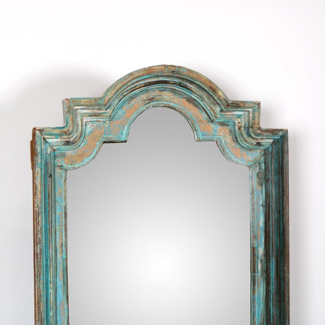 Antique Indian Teakwood Painted Window Frame + Mirror | Chairish