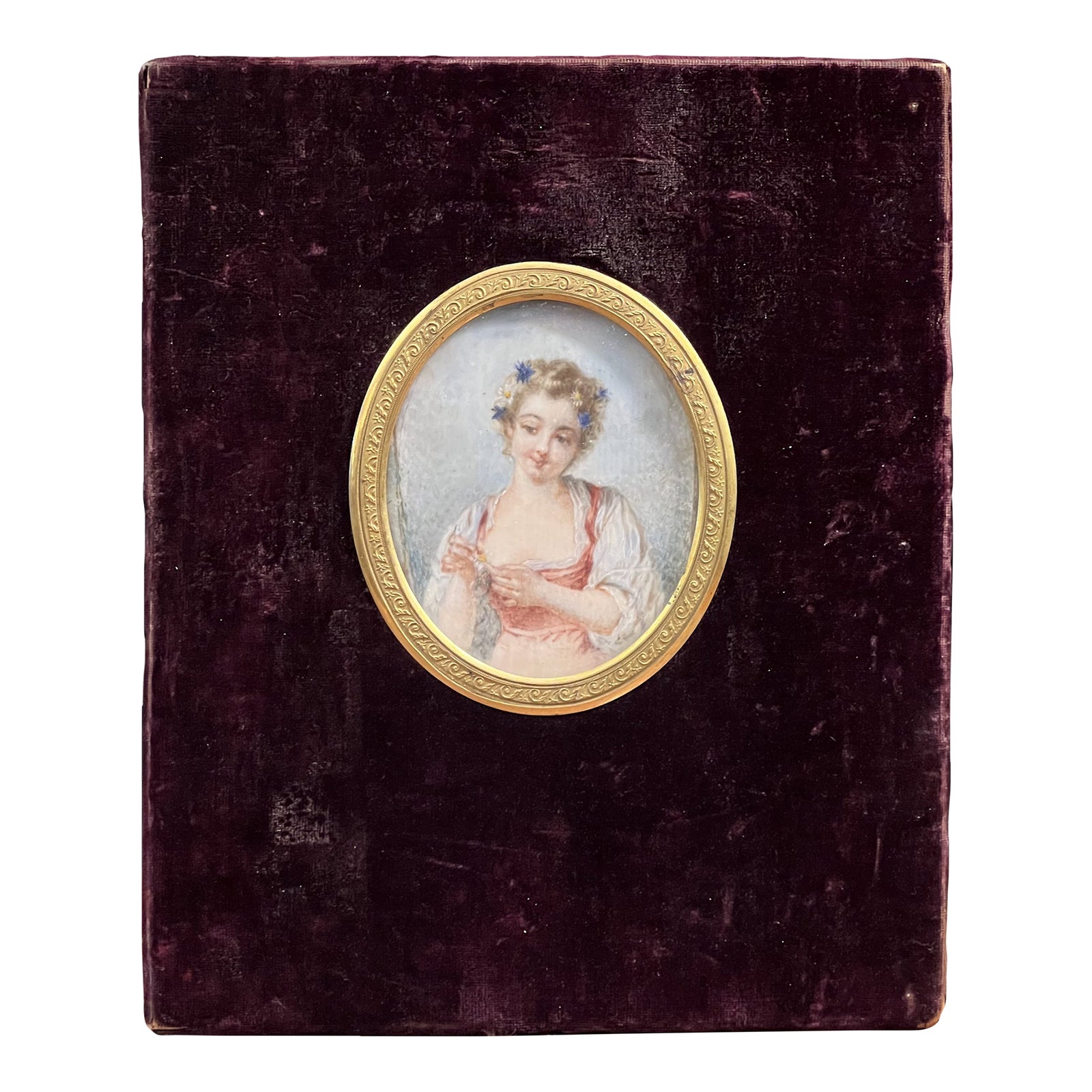 Late 18th Century French Louis XVI Style Miniature Portrait Painting in ...