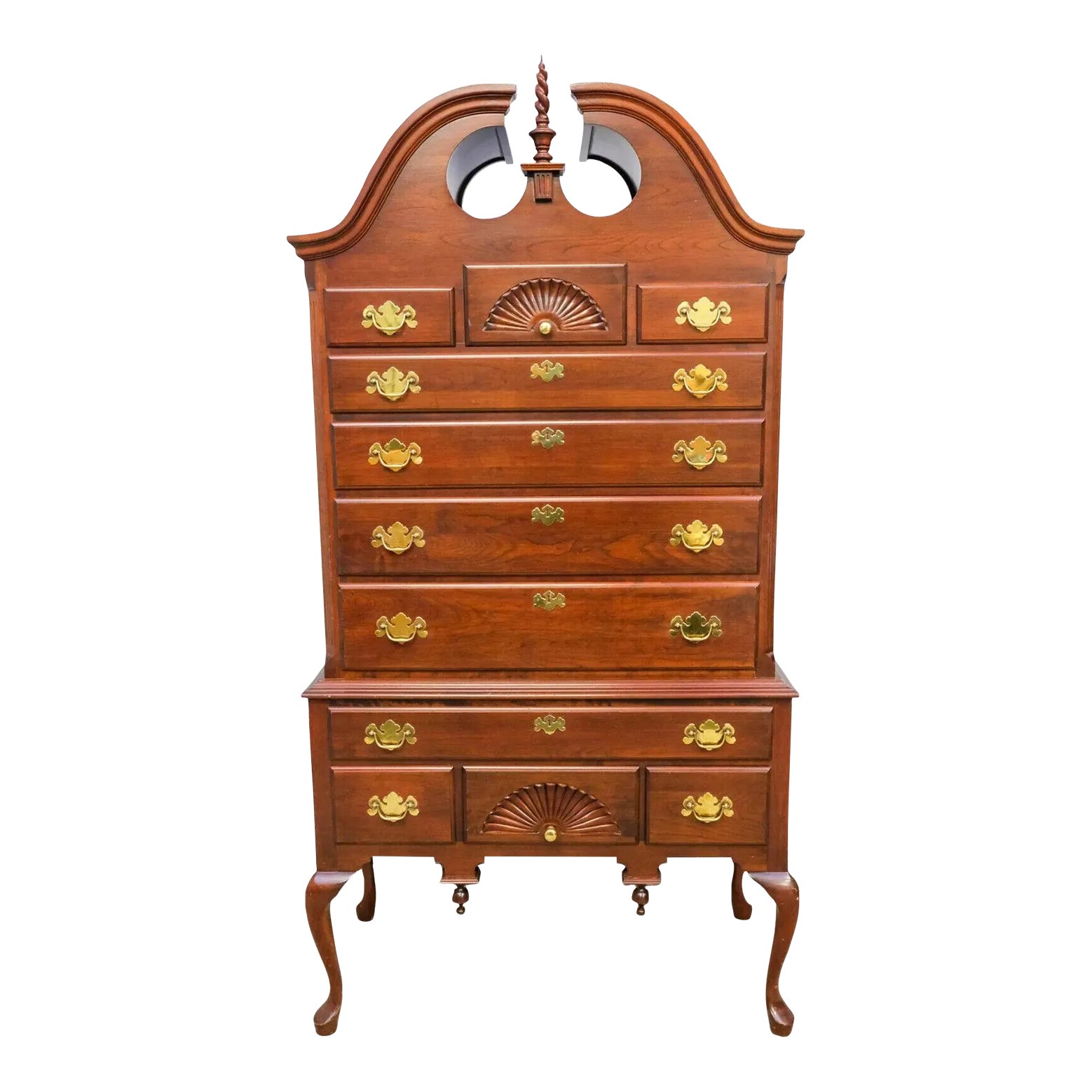 Mid 20th Century Colonial Furniture Solid Cherry Queen Anne Highboy ...