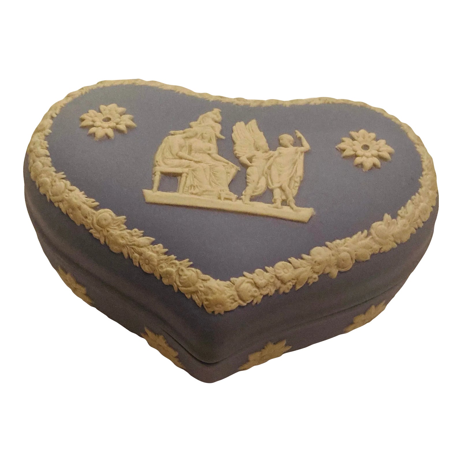 1940s Josiah Wedgwood Classic Blue Bisque Heart Shaped Covered Box ...