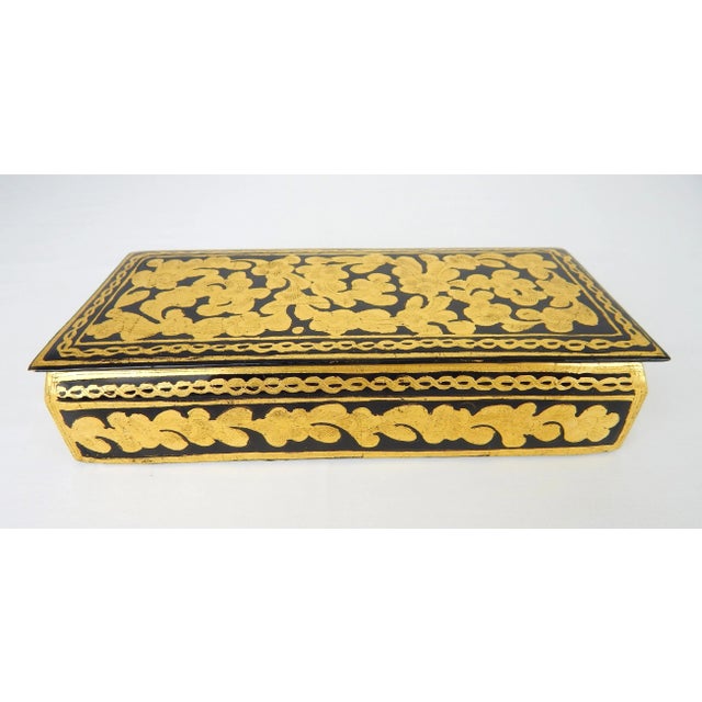 1960s Vintage Black & Gold Lacquer Burmese Box | Chairish
