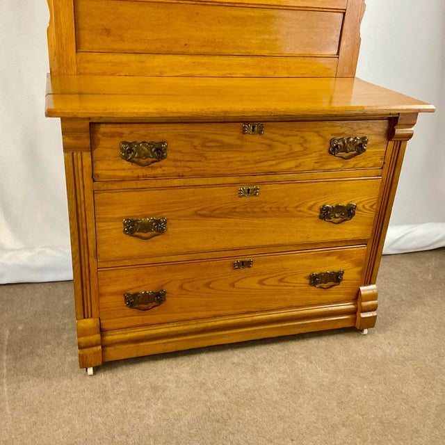 1800s Antique Danish Inspired Folk Art Dresser With Carved Mirror ...