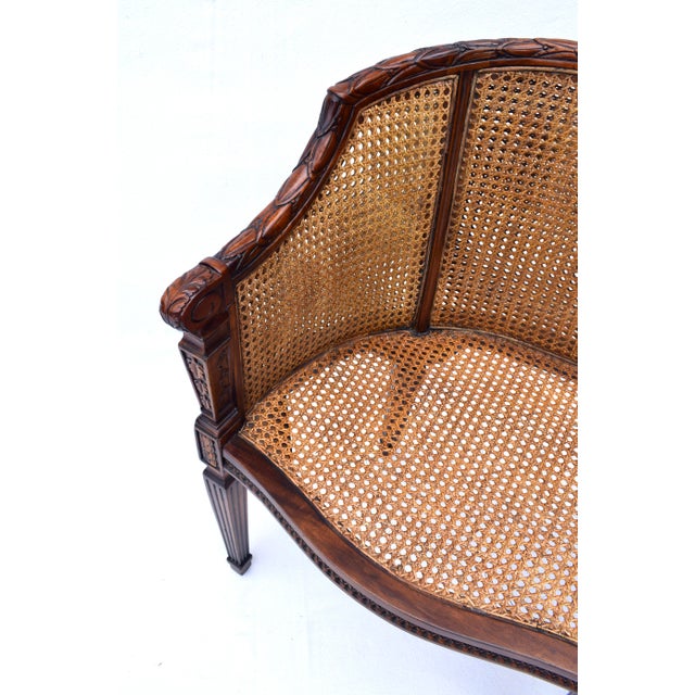 Vintage Double Cane Settee Bench | Chairish
