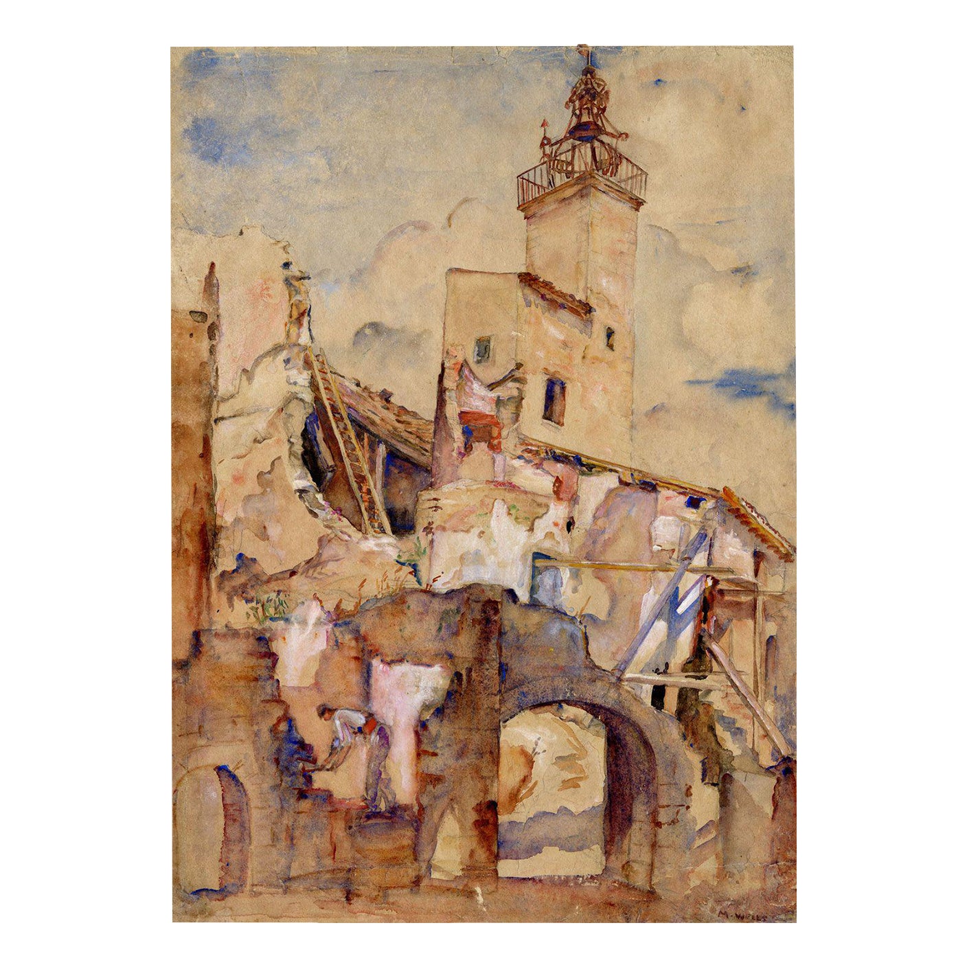 Madeline Rachel Wells, Vaison-La-Romaine, Provence, 1935, Watercolour ...