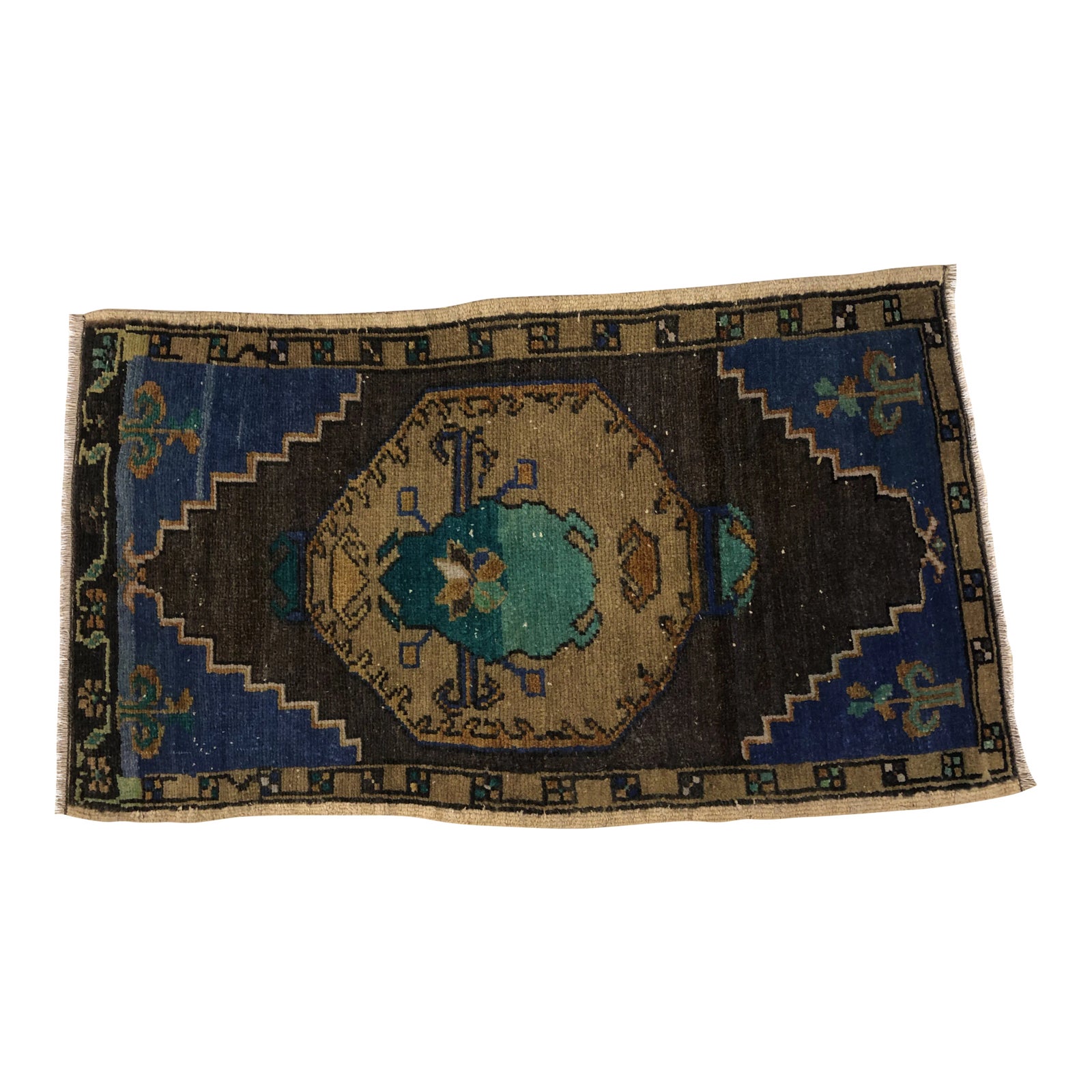 1960s Vintage Turkish Hand-Knotted Miniature Rug - 1′7″ × 2′10″ | Chairish